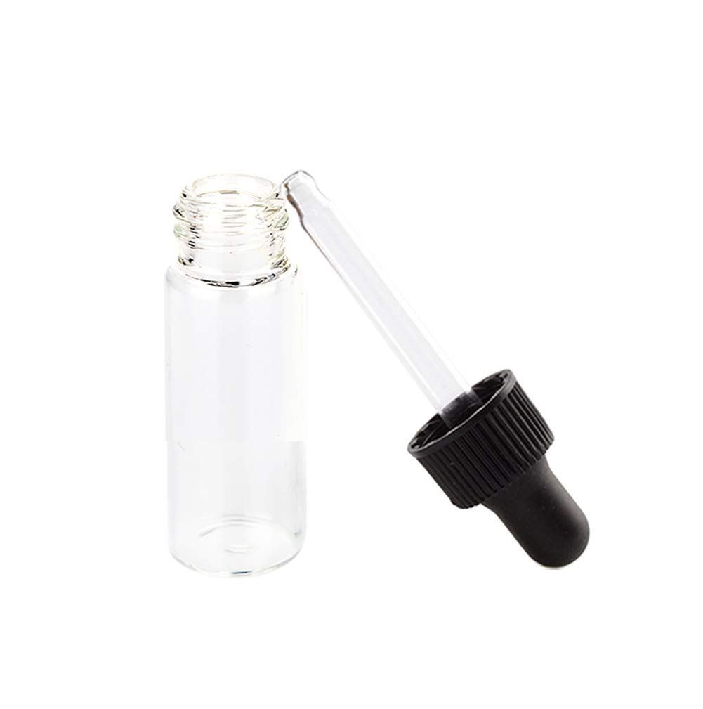 Clear Glass Essential Oil Bottle,1 Dram (4ml) 15 Pack,Glass Eye Dropper Refillable Essential Oil Vials Perfume Sample Test Bottle With Pure Dropper Tubes&Black Screw Cap Travel Cosmetic Container