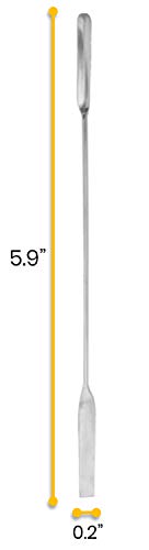 Micro Spatula Spoon, 5.9" - Stainless Steel, Polished - One 0.2" Flat End, One 0.2" Scoop End - Eisco Labs