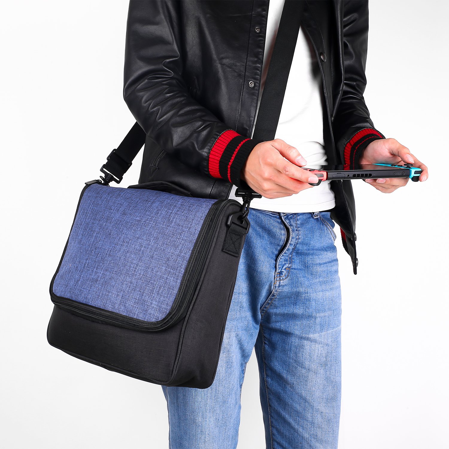 Everywhere Messenger Bag for Nintendo Switch, Libier Portable Storage Case Travel Shoulder Bag for Nintendo Switch, Holds the Switch Console, Pro Controller, Dock and Other Accessories