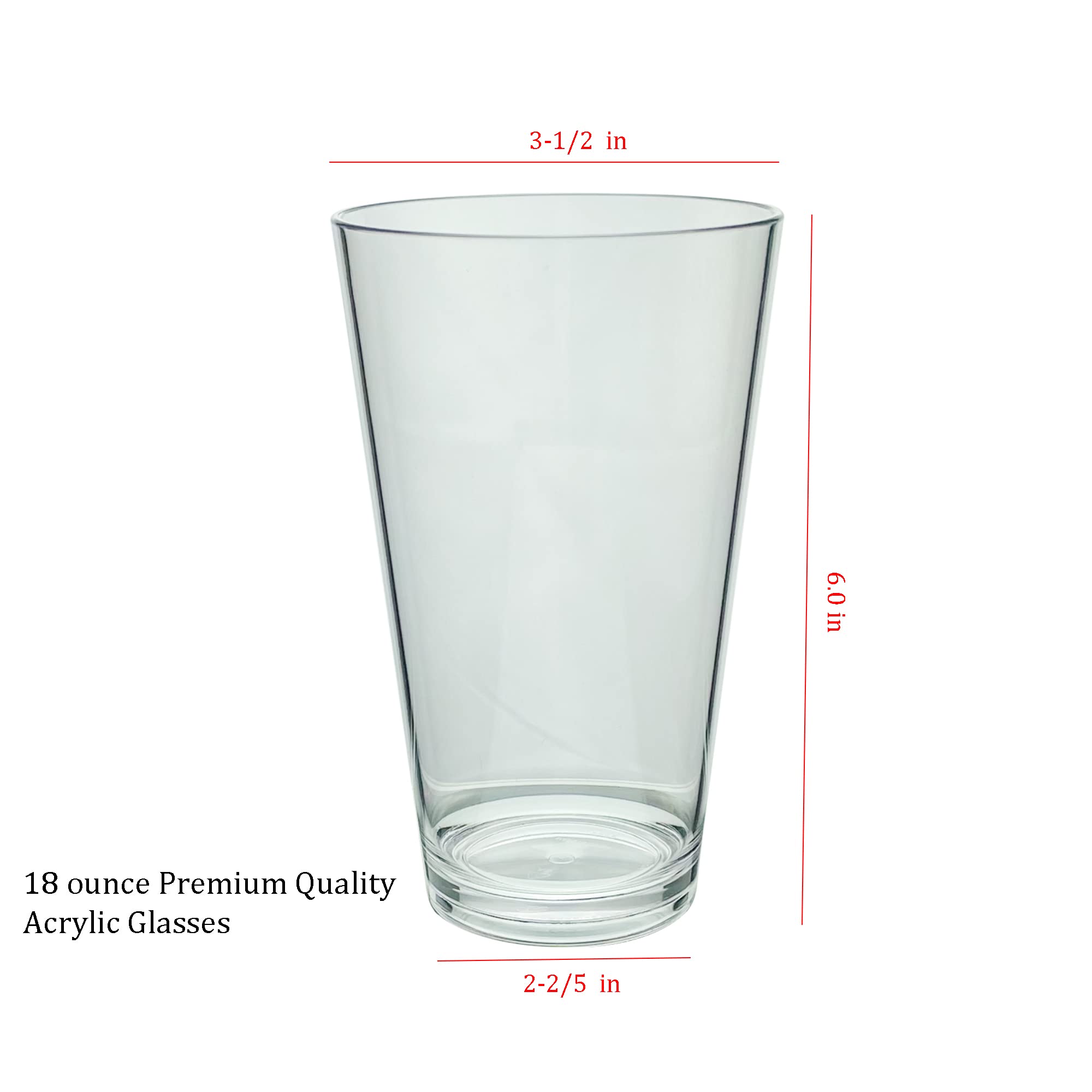 WEXINHAO Clear Drinking Glasses - Unbreakable Acrylic Glasses Drinkware 18 oz set of 6 - BPA Free Dishwasher Safe Reusable Plastic Cups for Kitchen Party Outdoor (Look Like Glass)