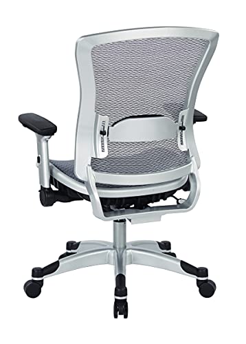 Space Seating 317 Series Executive Light Air Grid Office Chair with Breathable Mesh Back, Lumbar Support, 2-to-1 Synchro Tilt Control and Adjustable Tension, Platinum Finish