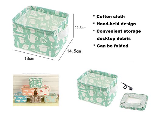 Oxford Cute Printing Foldable Storage Baskets Bins Mini Boxes Clothes Desktop Organizers Makeup Book Baby Toy (1814.511.5cm, Tableware)