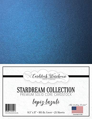 Lapis Lazuli Blue Stardream Metallic Cardstock Paper - 8.5 X 11 Inch - 105 Lb. / 284 Gsm Cover - 25 Sheets From Cardstock Warehouse