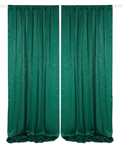 Cytdkve 2 Panels 4.8 Feet x 10 Feet Hunter Green Velvet-Like Wedding Backdrop Curtain Drapes, Silky Soft Window Curtains Panels for Wedding Ceremony Birthday Party Decorations