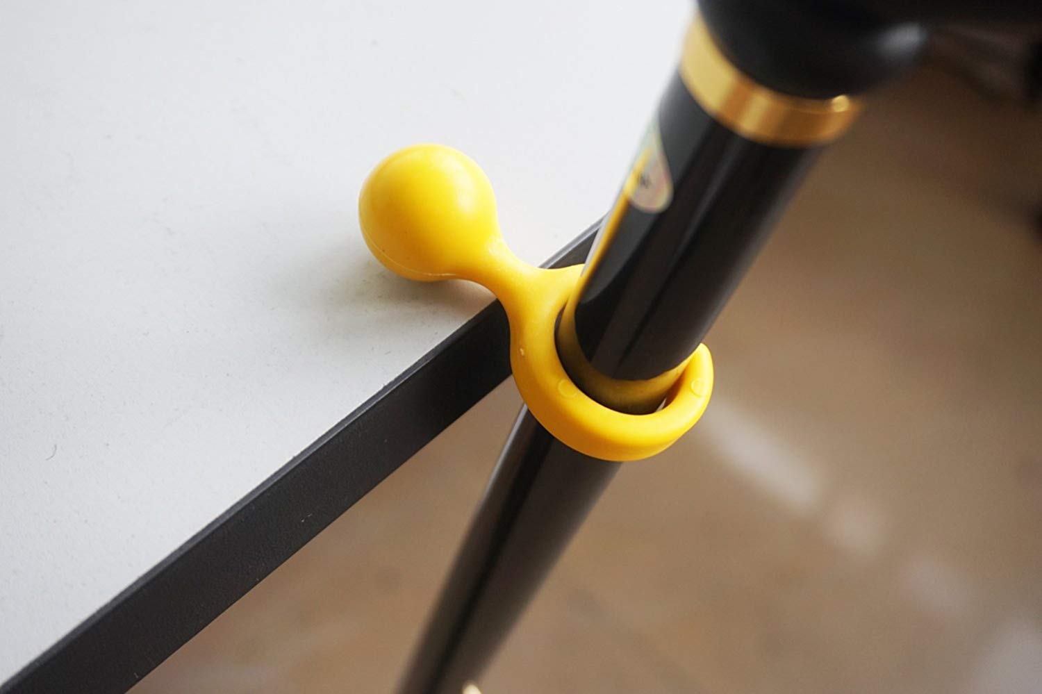 AUXPhome Easy Fit All Cane/Crutch/Walking Stick Support Clip Holder Grip Aid (Yellow) / Clip On Table Rest, and Elastic Wrist Strap (Black) / Keep Your Walking Cane Within Reach. - Universal