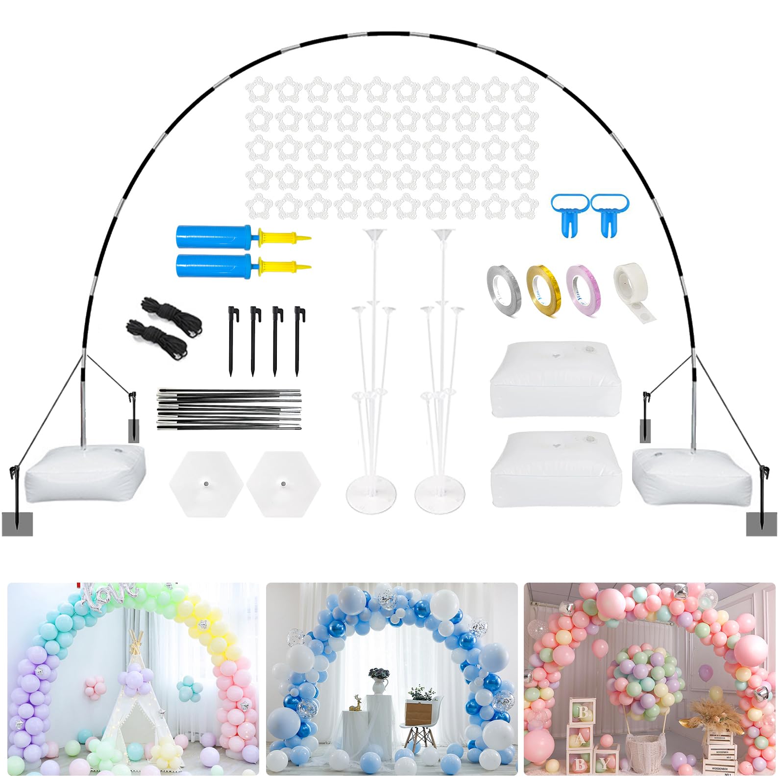 Balloon Arch Kit-10ft Wide & 9ft Tall Balloon Arch Stand with Base for Wedding Baby Shower Birthday Party Supplies Decorations
