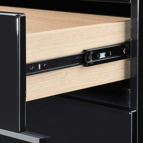 ClickDecor Hudson End Side Nightstand with 2 Drawers, Wooden Accent Table for Bedroom with Matte Chrome Handle, Black