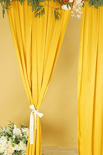Cytdkve 2 Panels 4.8 Feet x 10 Feet Gold Velvet-Like Wedding Backdrop Curtain Drapes, Silky Soft Window Curtains Panels for Wedding Ceremony Birthday Party Decorations