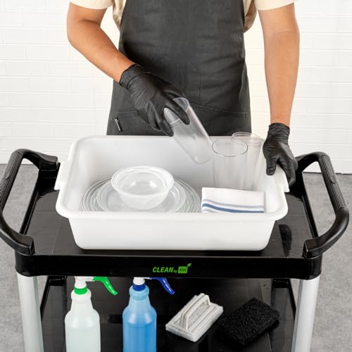 Restaurantware TUB ONLY: RW Clean 20 x 15 x 5 Inch Kitchen Bus Tub 1 Durable Bus Utility Box - Easy-Grip Handles Freezable White Plastic Bus Box For Restaurants Or Catering Services
