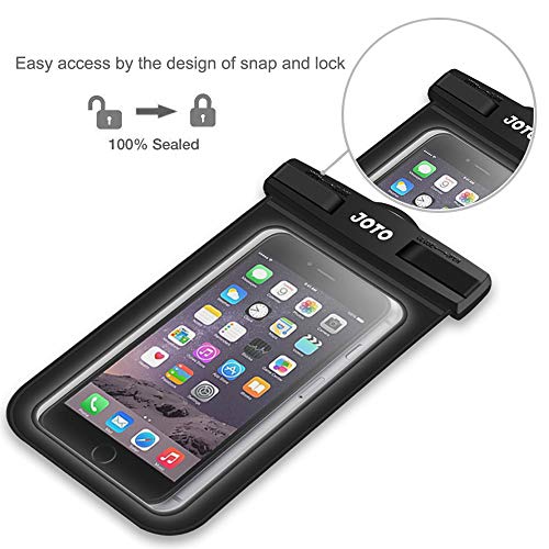 JOTO Universal Waterproof Phone Pouch Cellphone Dry Bag Case for iPhone 14 13 12 11 Pro Max Mini Xs XR X 8 7 6S Plus SE, Galaxy S21 S20 S10 Plus Note 10+ 9, Pixel 4 XL up to 7"-Black