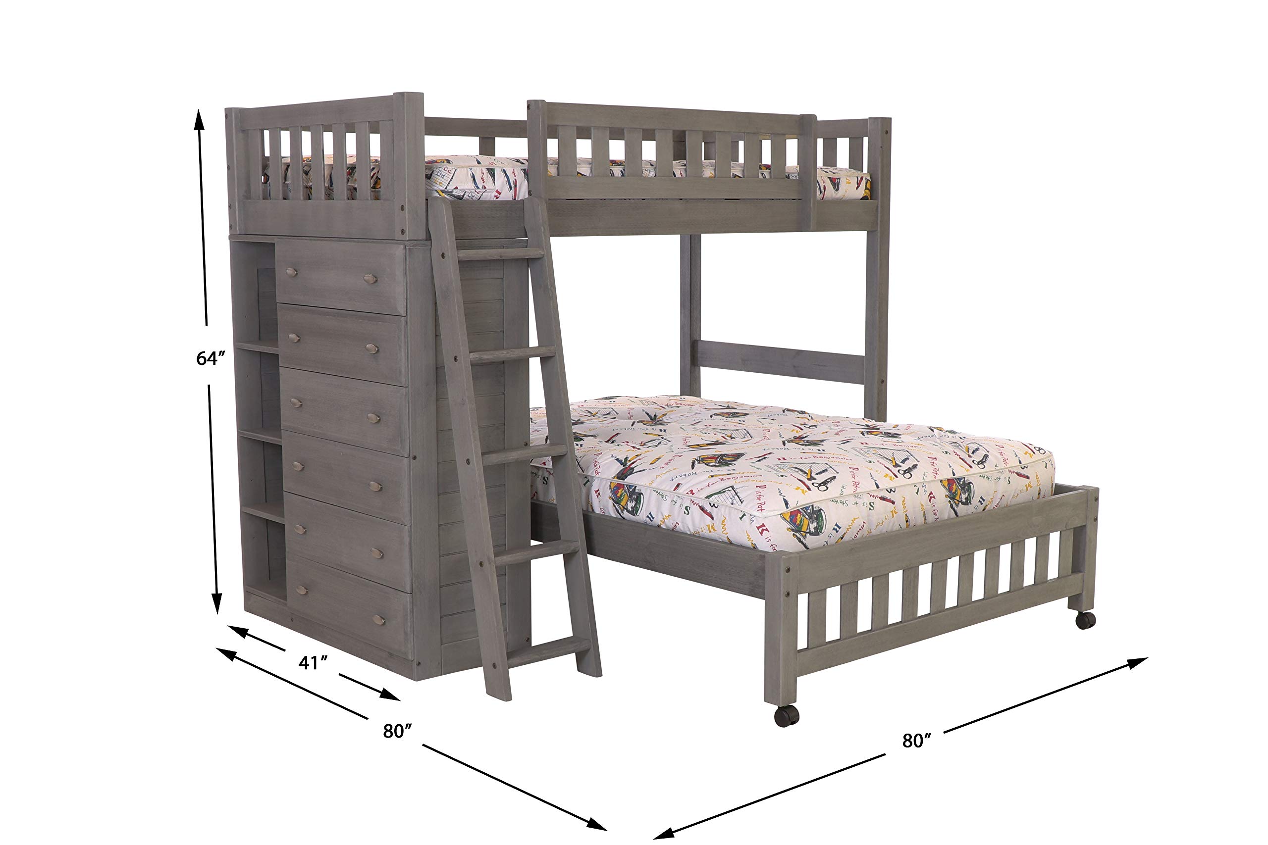 Discovery World Furniture Charcoal Twin Over Full Loft