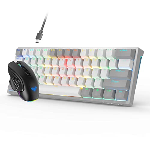 AULA MMO Gaming Mouse and 60 Percent Wired Mechanical Keyboard Combo