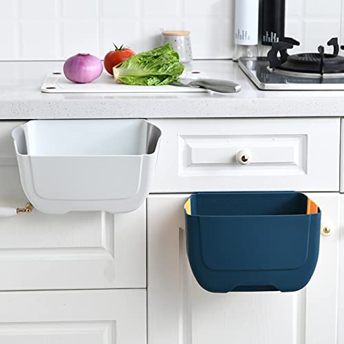Hanging Kitchen Trash Can,Foldable Waste Bin for Kitchen,Hanging Folding Mini Trash Can for Kitchen Cabinet Door,Collapsible Hang Small Plastic Garbage Can for Cabinet/Car/Bedroom/Bathroom 3L(White)