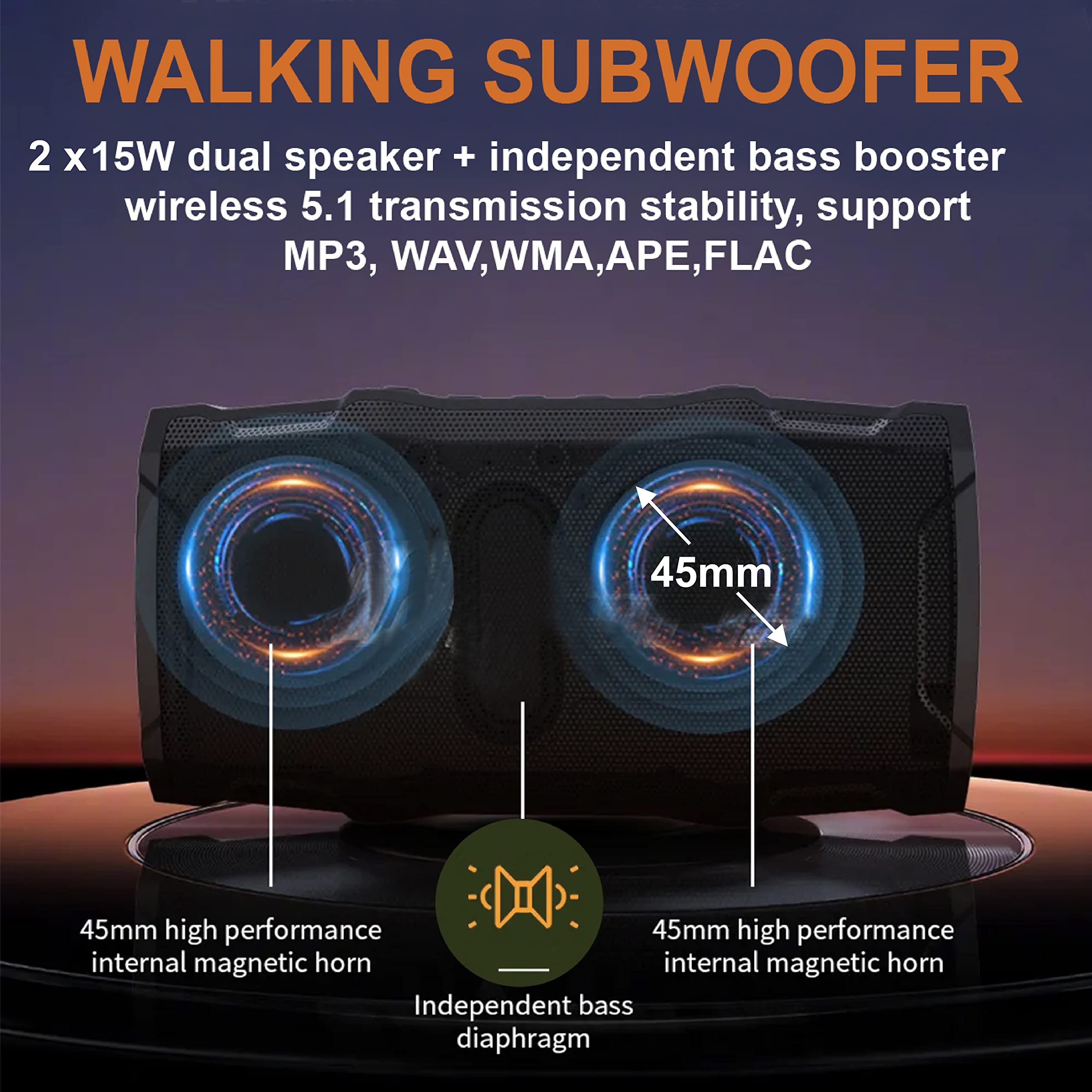 BIRDIE79 β Portable Golf Cart Speaker, Magnetic Bluetooth Speakers 36 Hour Playtime. Rugged Outdoor Speaker for Waterproof, & Shockproof. 30W Loud & Clear Stereo Sound,