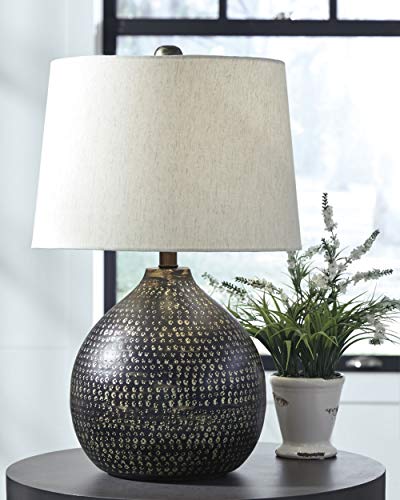 Signature Design by Ashley Maire Contemporary 25" Metal Table Lamp, Black & Gold Finish