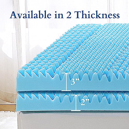 HUXMEYSON Foam Mattress Topper Queen, 7 Zone Cooling Mattress Topper with Gel Infused, Egg Crate Bed Topper Mattress Pad, CertiPUR-US Certified, 2 Inch (60 * 80 Inch)
