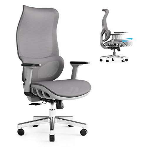JOYFLY Big and Tall Office Chair, 450 lbs Ergonomic Office Chair for Heavy Duty with Lumbar Support & 3D Armrests, Home Office Desk Chairs with Extra Wide Seat, High Back Executive Chair,Adults,Grey