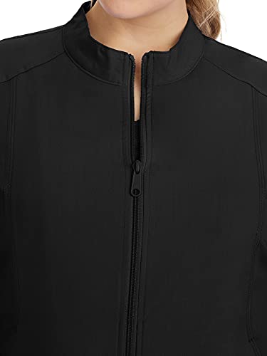 Healing Hands Scrub Jacket for Women 2 Pocket Purple Label Scrubs 5038 Dakota Zip up Womens Jacket Black M