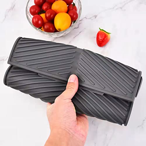 MAOSGO Dish Drying Mat for Kitchen Counter, Silicone Large Dish Drying Pad, Easy Clean Non-slipping Heat Resistant Dish Rack Mat, Foldable Dish Drain Mat Sink Mat, Gray