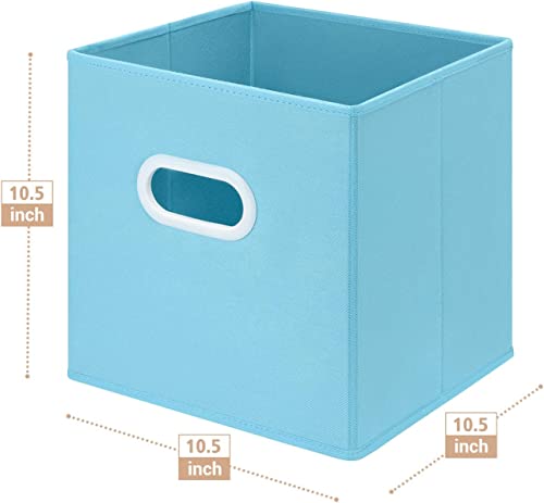 MaidMAX Cloth Storage Bin with Dual Plastic Handles for Home Closet Nursery Drawers Organizers, Foldable, 6 Colors, 10.5×10.5×11 inches, Set of 6
