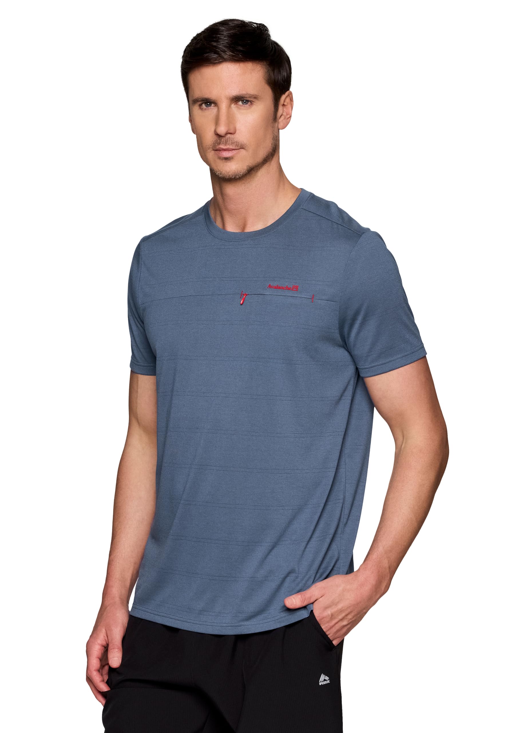 Avalanche Men's Zipper Pocket Mesh Short Sleeve Crewneck T-Shirt Mini Mesh Grey L