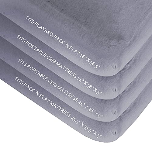 Pack and Play Sheets 2 Pack with Trifold Pack n Play Mattress Topper 38"x26“