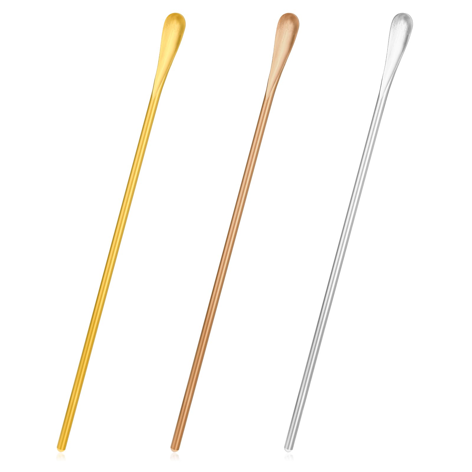 Coffee Stir Sticks, 3 Pcs Coffee Spoons Stainless Steel Mixing Spoon with Long Handle 10 Inches Metal Cocktail Stirring Spoons Tea Spoon Espresso Spoons Accessories Iced Coffee Drinks Stirrer Set