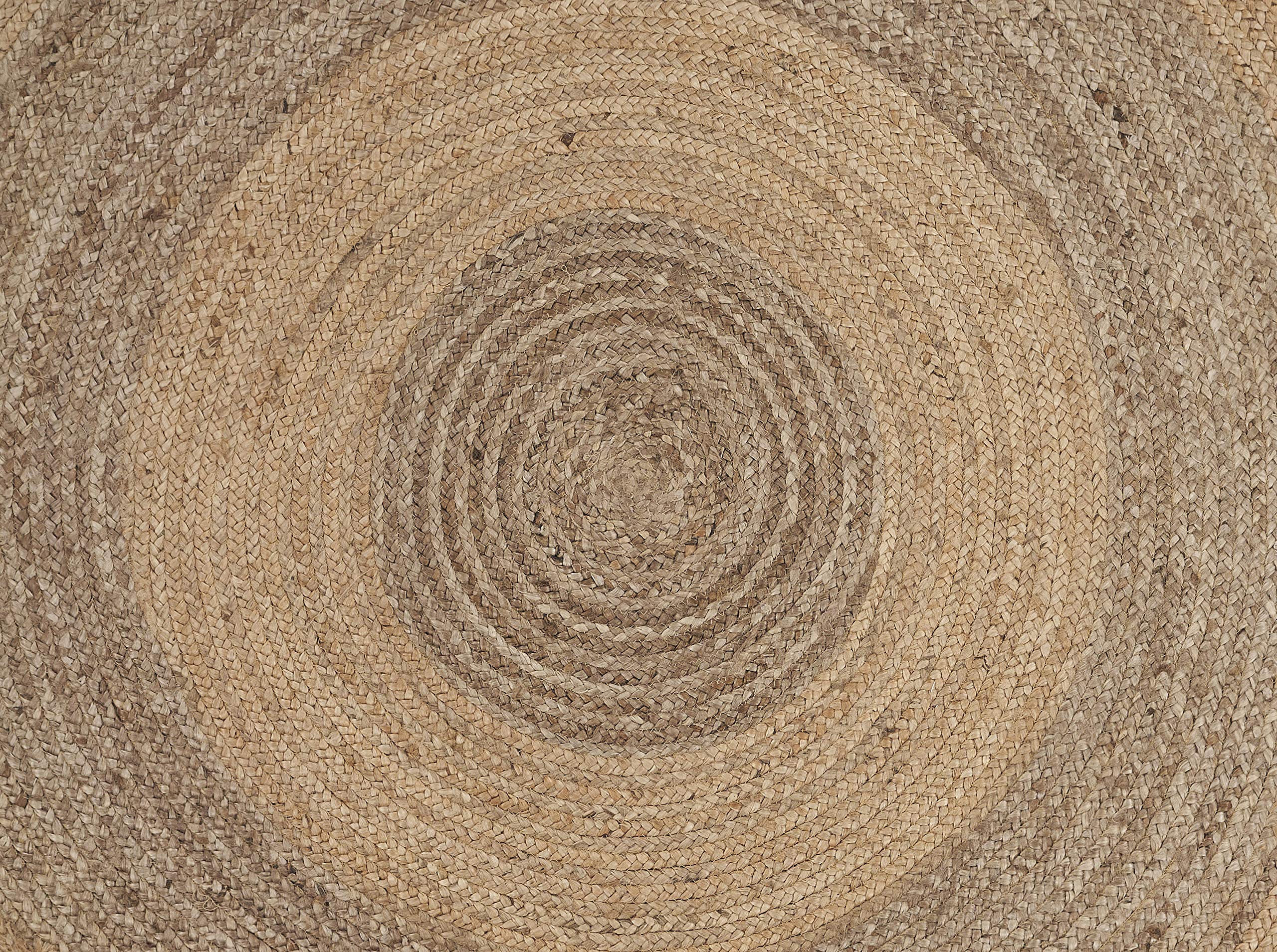LR Resources Jute LR12032-NGY40RD Natural/Gray Round X 4 ft Indoor Area Rug, 4' x 4'