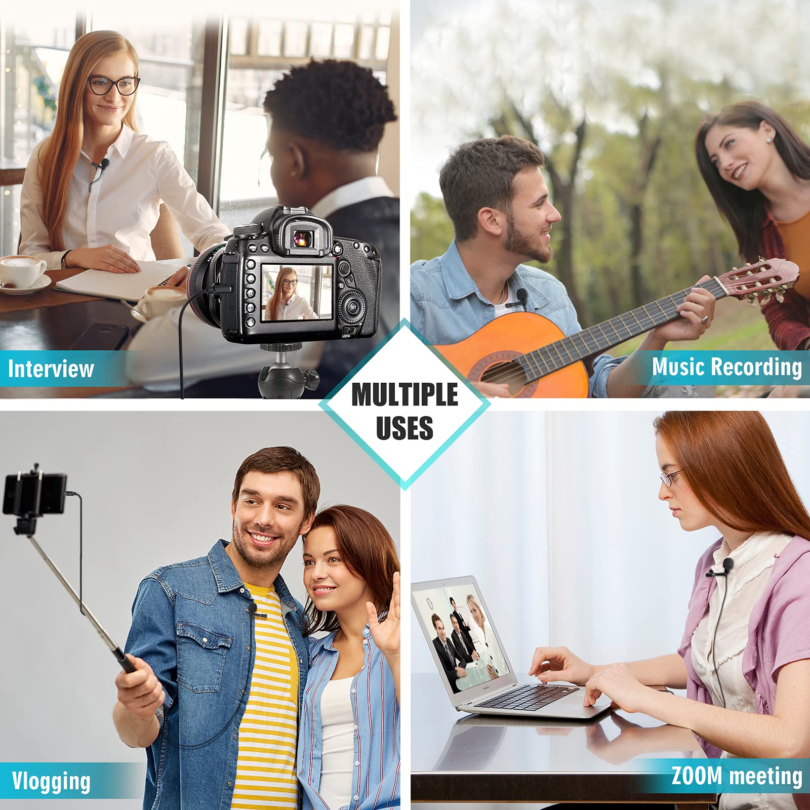 FULAIM Lavalier Lapel Microphone for Smartphone, 19.7Ft Professional Omnidirectional Clip Mic for YouTube/Interview/Recording for PC, Laptop