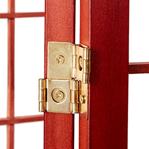 Oriental Furniture 5 ft. Tall Window Pane Shoji Screen - Rosewood - 4 Panels