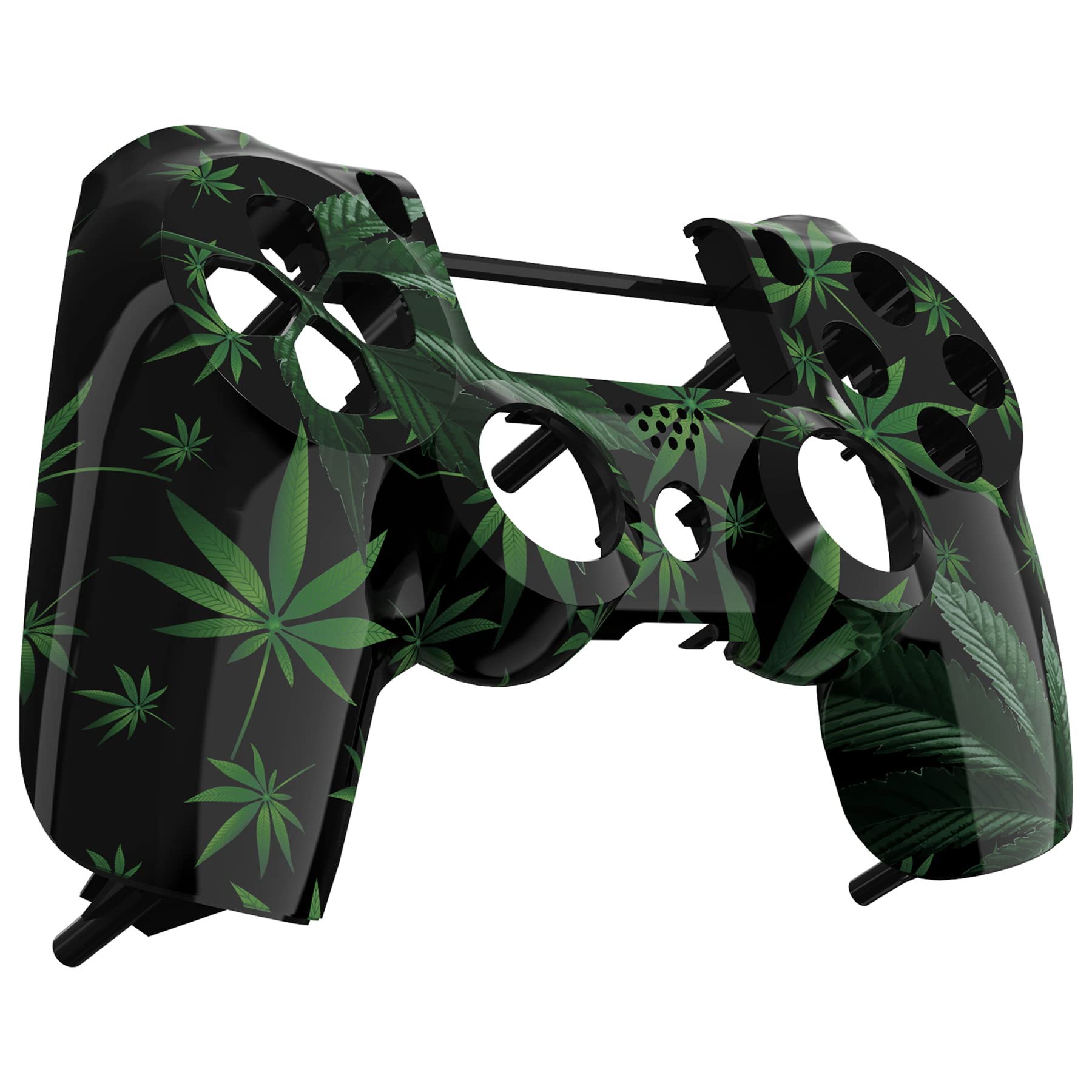 eXtremeRate Green Weeds Patterned Custom Faceplate Cover, Replacement Front Housing Shell Case Compatible with ps4 Slim Pro Controller JDM-040/050/055 - Controller NOT Included