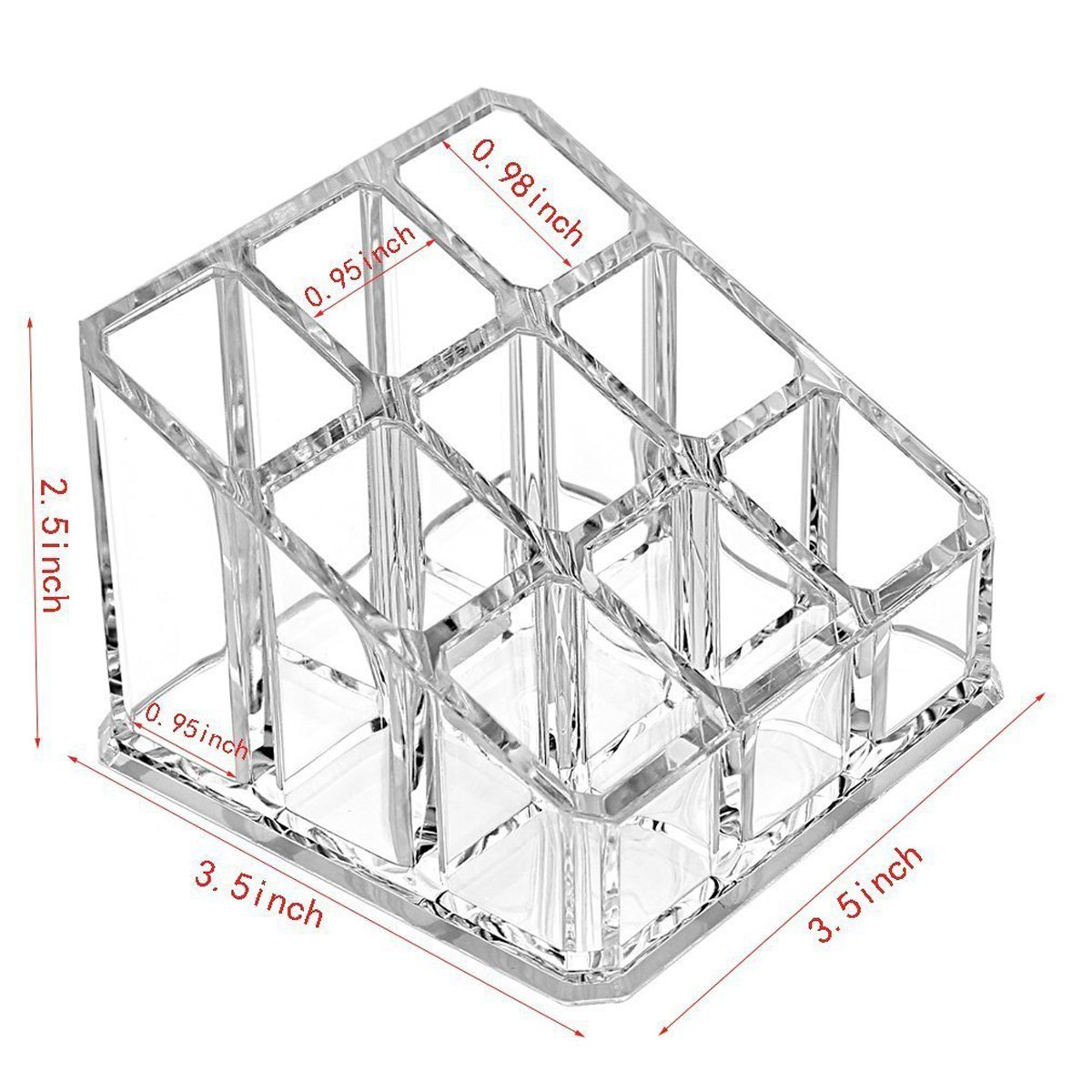 Sooyee Lipstick Organizer,Lipstick Holder,9 Spaces Acrylic Lipstick Case,Cosmetic Display Cases for Lipstick, Brushes, Bottles, and more,Clear