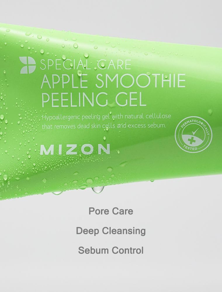 MIZON Apple Smoothie Peeling Gel,Smooth Skin, Glowing Skin, Elasticity, Natural Peeling. Mild Peeling, Gentle Exfoliation, Deep Cleansing (120ml, 4.1 fl oz)