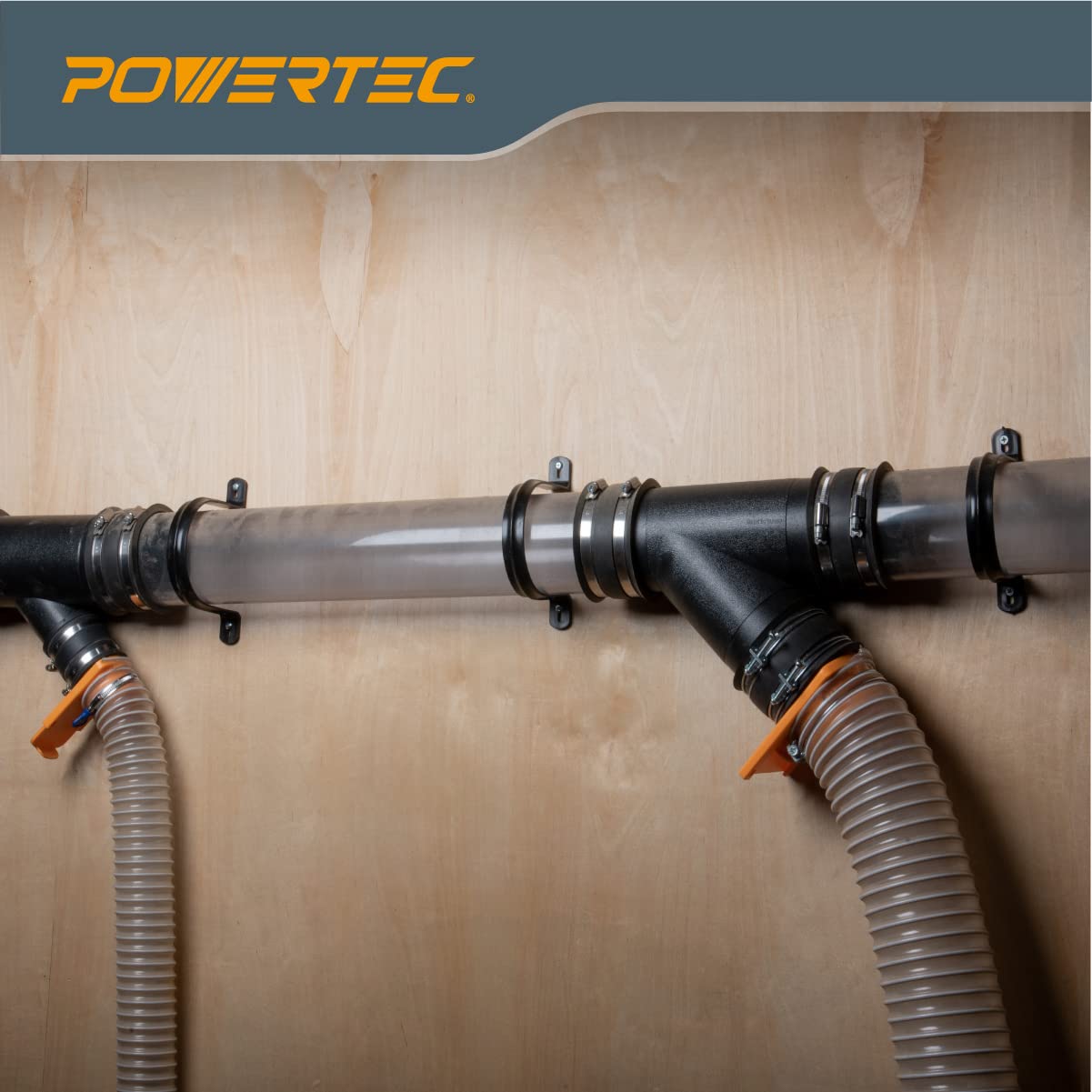 POWERTEC 70343-P2 Hangers for 4" Dust Collection Hose and Pipe, 10 PK, Black