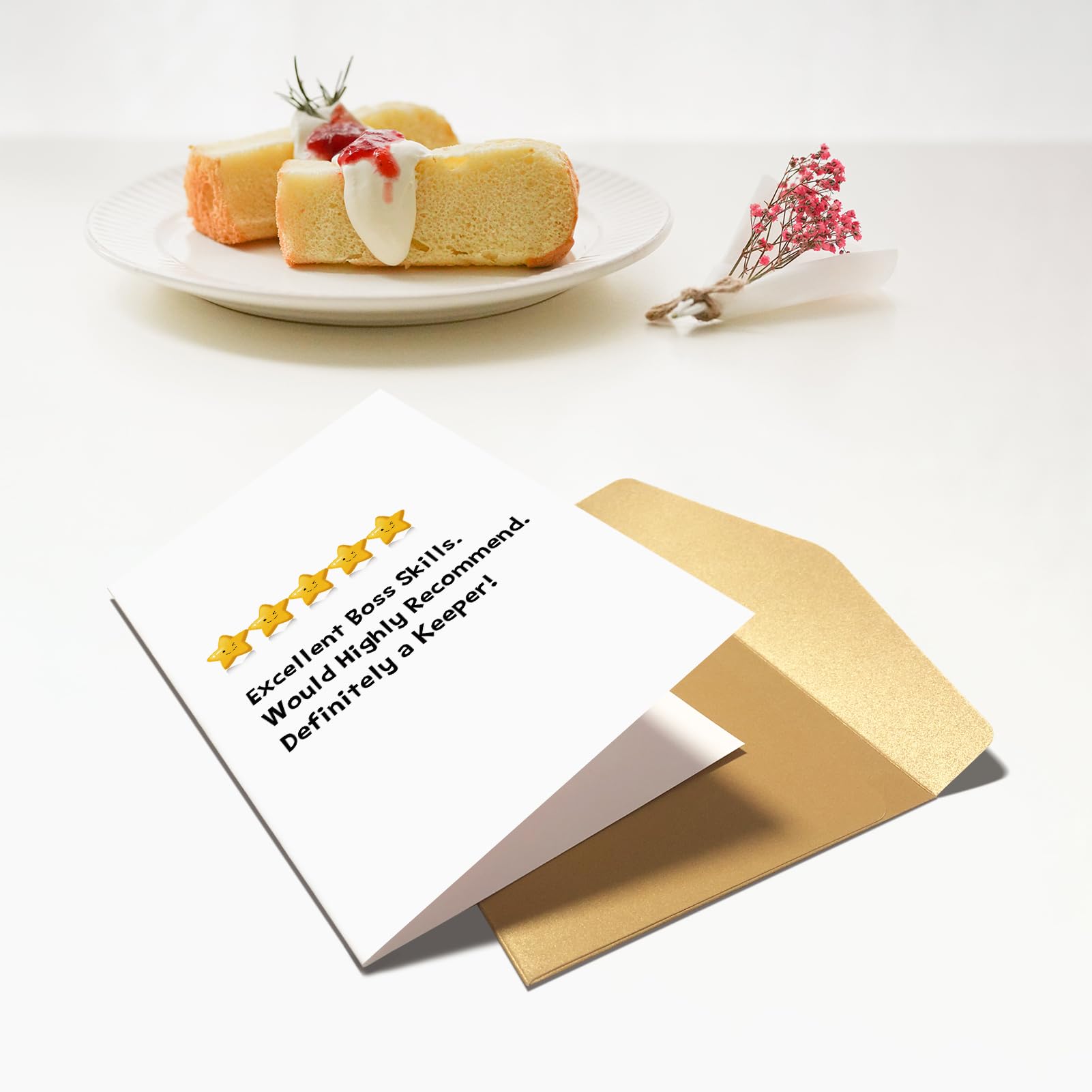 Chenive Funny Boss Day Card for Boss, Boss Birthday Card for Men Women, Appreciation Card from Staff Employee, Boss Gift, 5 Star Excellent Boss Skills Card