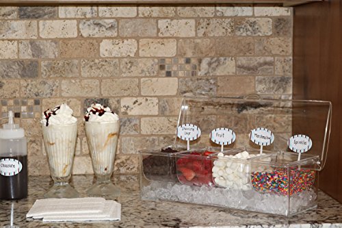 Oaklyn Large Clear Condiment Server Organizer on Ice with Containers and Lid β BPA-Free Serving Bar Compartments and Plastic Box Tray β Chilled Caddy Dispenser Set - Holds 80 oz Total