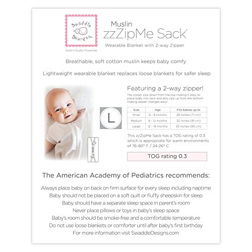 SwaddleDesigns Cotton Muslin zzZipMe Sleeping Sack, Wearable Blanket with 2-Way Zipper, Black Hedgehog, Large (12-18 Month) (Pack of 1)