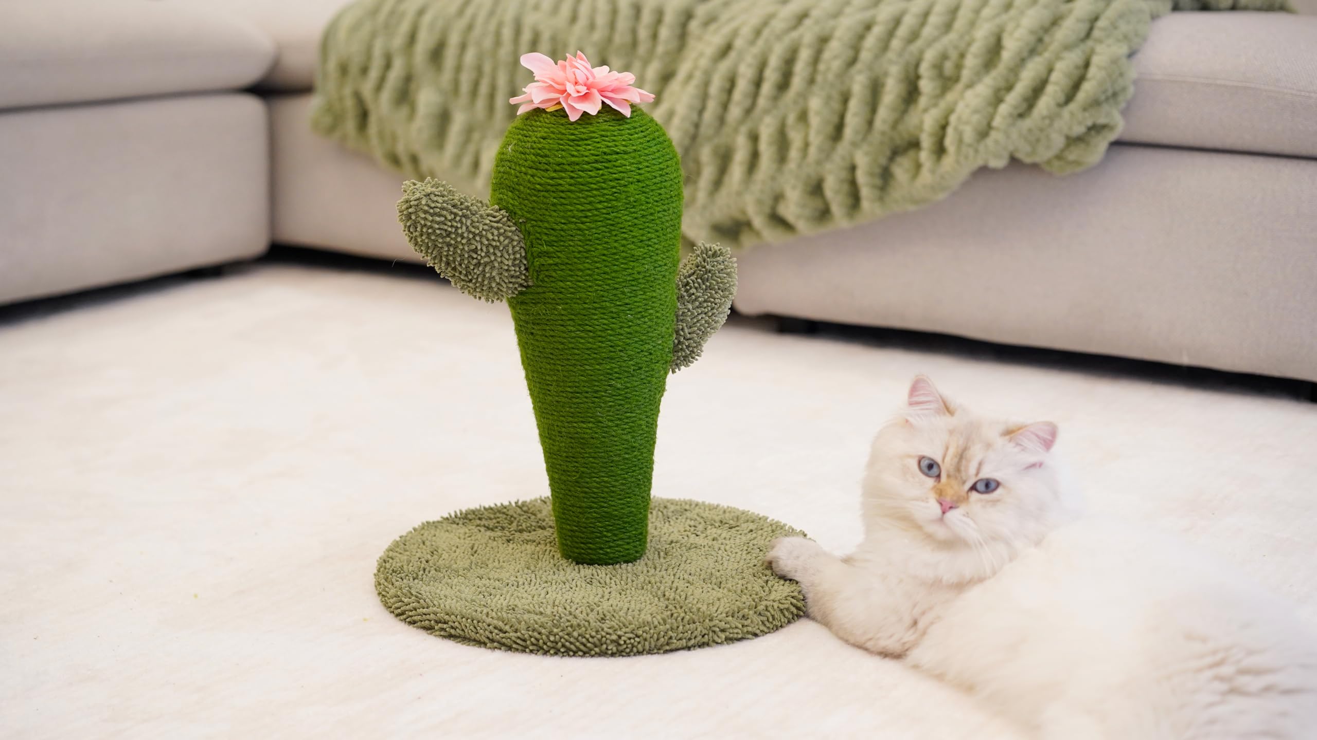 LIFLIX Cactus Cat Scratching Post, 17'' Cute and Fun Sisal Cat Scratcher for Indoor Cats and Kittens