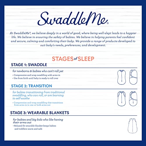 SwaddleMe Arms Free Convertible Pod β Size Large, 3-6 Months, 2-Pack (Tumbling Tulips) Zip-up Baby Swaddle Helps Transition to Arms Out Sleep for Safe Rolling and Self-Soothing