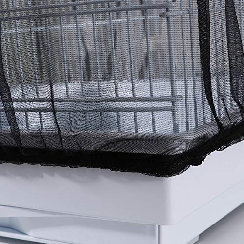 UEETEK Bird Cage Skirt Mesh Bird Seed Catcher Net Cage Cover Size S (Black)