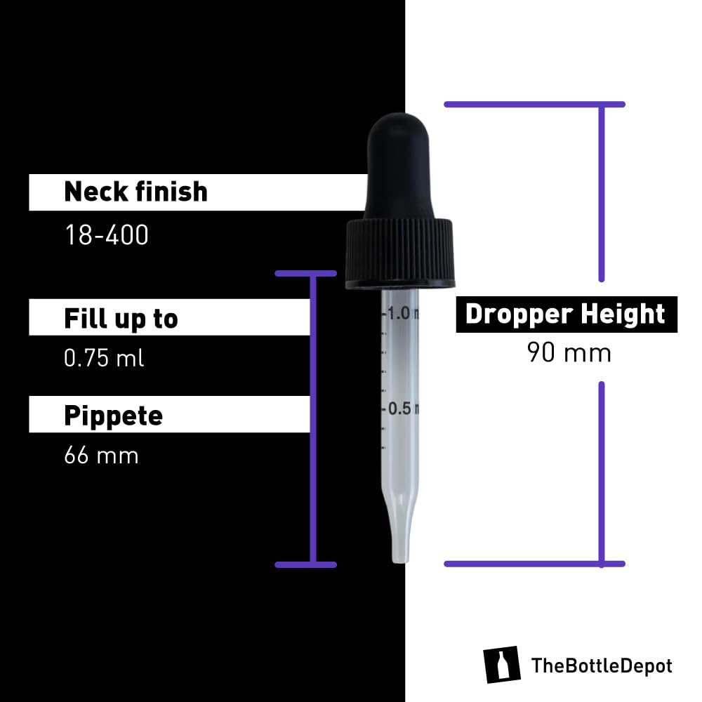 The Bottle Depot - 15 ml Dropper Bottle - 24 Pack - Black Frosted - 18-400 Neck Finish - Glass Bottle with Dropper