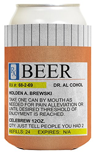 Funny Can Coolie Prescription Rx Pill Bottle Coolie 2 Pack Can Drink Cooler Coolie Multi