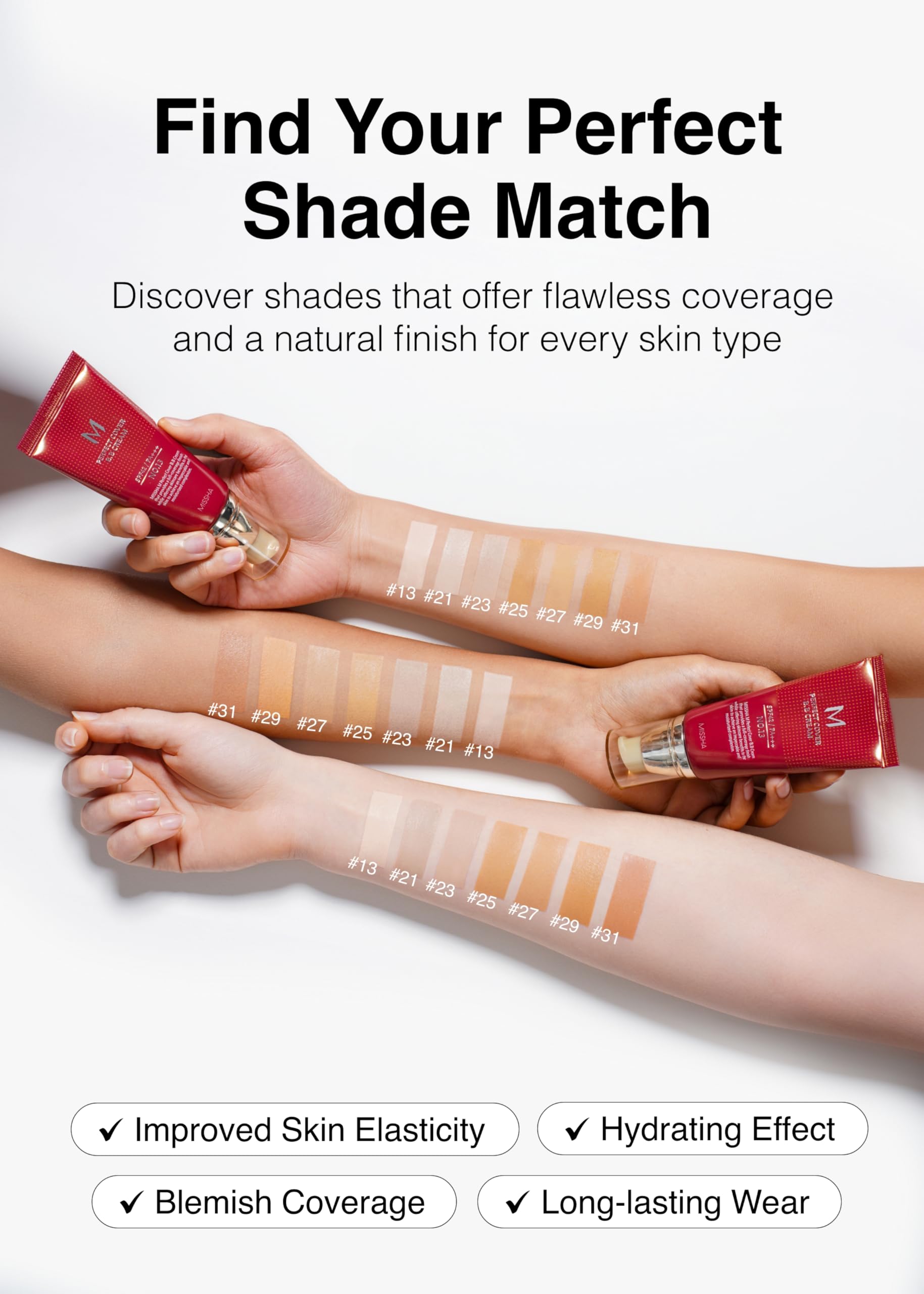 MISSHA M Perfect BB Cream No.23 Natural Beige for Light with Neutral Skin Tone SPF 42 PA +++ 1.69 Fl Oz - Tinted Moisturizer for face with SPF