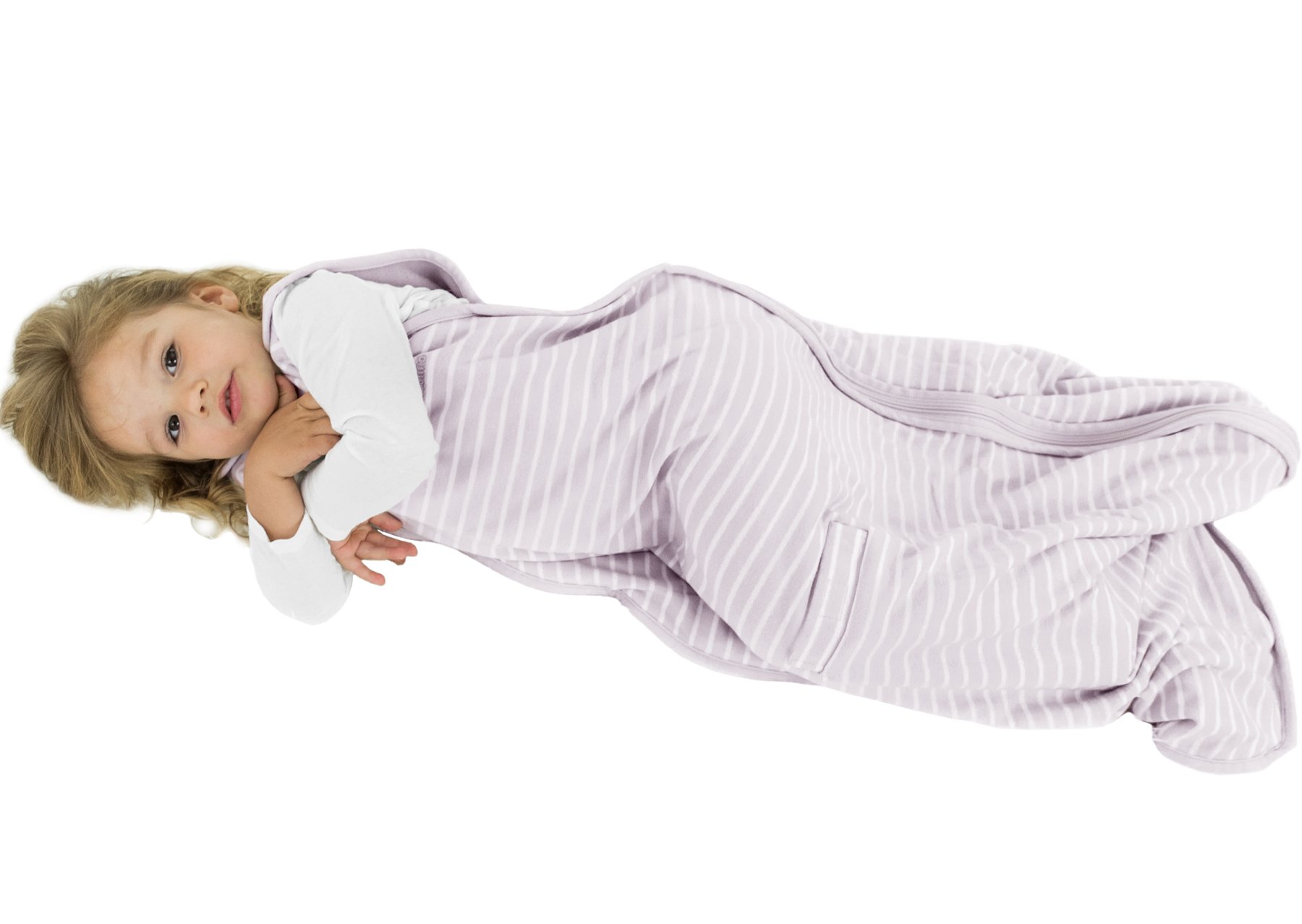 Woolino Toddler Sleeping Bag, 4 Season, Merino Wool and Organic Cotton Baby Wearable Blanket, 2-4 Years, Lilac