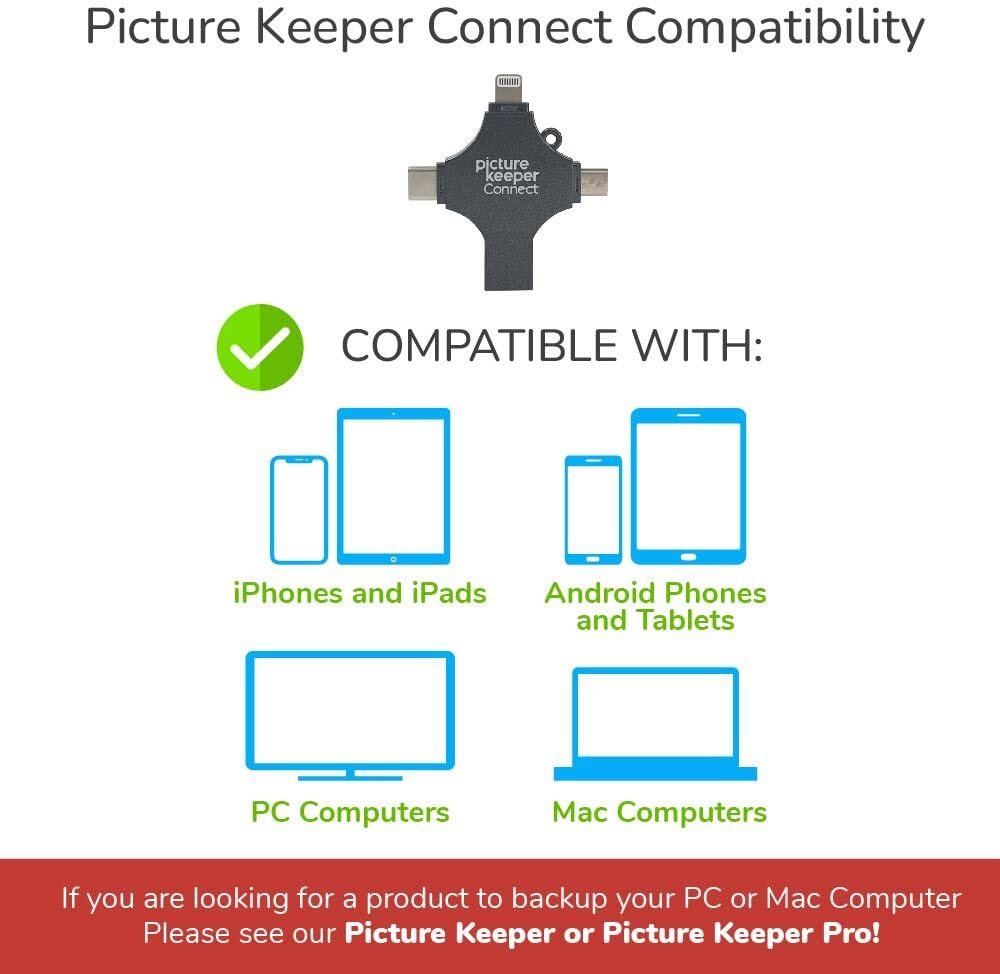 Picture Keeper Connect Photo & Video USB Flash Drive for Apple, Android, & PC Devices, 16GB Thumb Drive