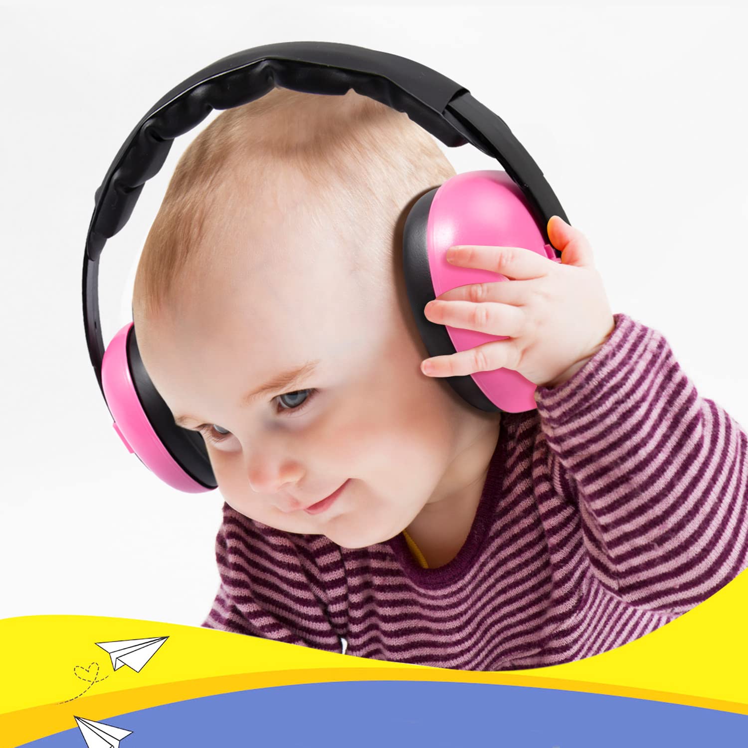Dison Kids Noise Reduction Earmuffs, Baby Ear Protection Noise Cancelling Headphones Hearing Protection Earmuffs for Toddler (Pink)