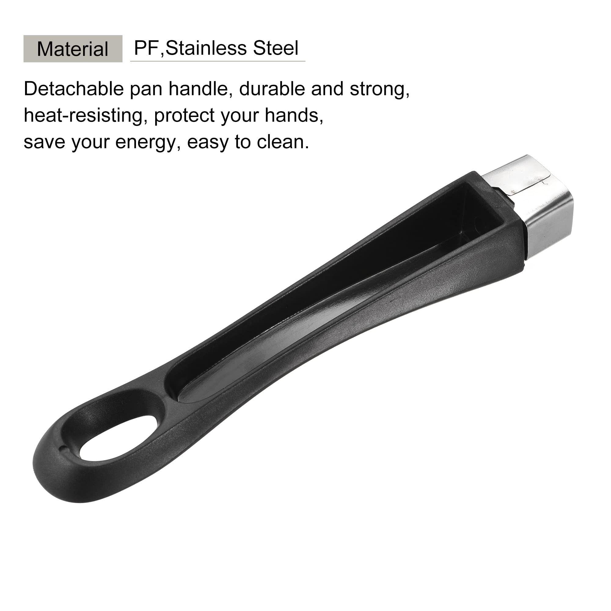 MECCANIXITY Pan Replacement Handle Black 183mm/7.2inch with Screw Nonstick Saucepan Cookware Skillet Stainless Steel Handle