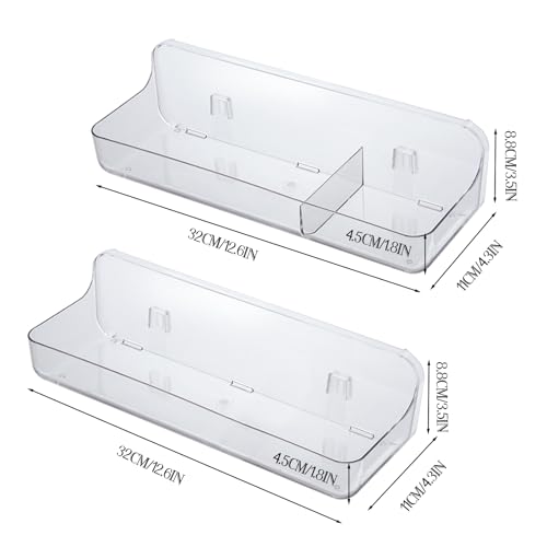 Jokvaex Shower Caddy, 2 Pack Shower Organizer with Adhesive, No Drilling Required, Large Capacity, Plastic Shower Caddy Shelf, Hanging Clear Shower Caddy Organizer for Bathroom, Kitchen