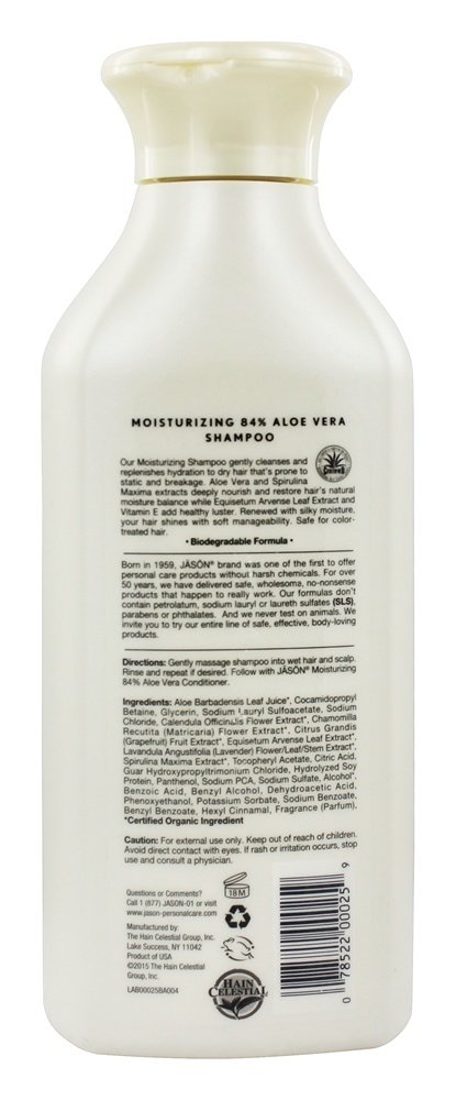 Moisturizing 84% Aloe Vera Shampoo Jason Natural Cosmetics 16 oz Liquid