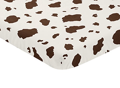 Sweet Jojo Designs Brown Cow Print Baby Boy Fitted Mini Portable Crib Sheet for Western Wild West Collection - for Mini Crib or Pack and Play ONLY